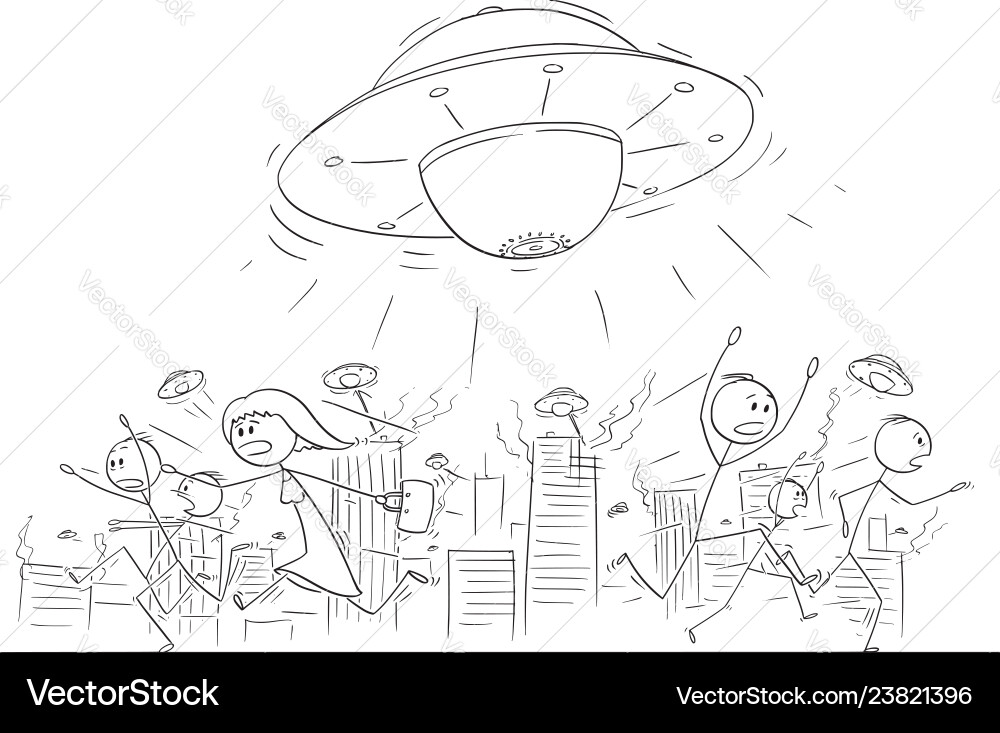 Cartoon drawing crowd people running in Royalty Free Vector