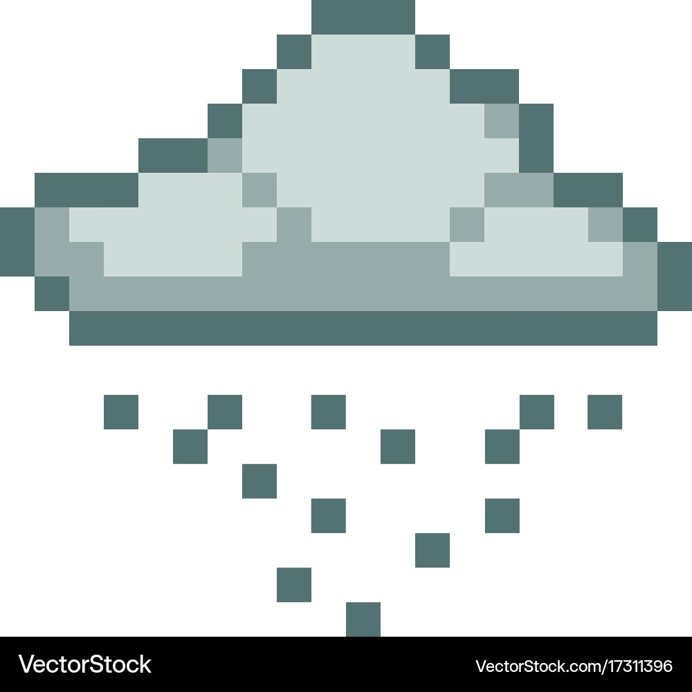 Cloud rain pixel art cartoon retro game style Vector Image