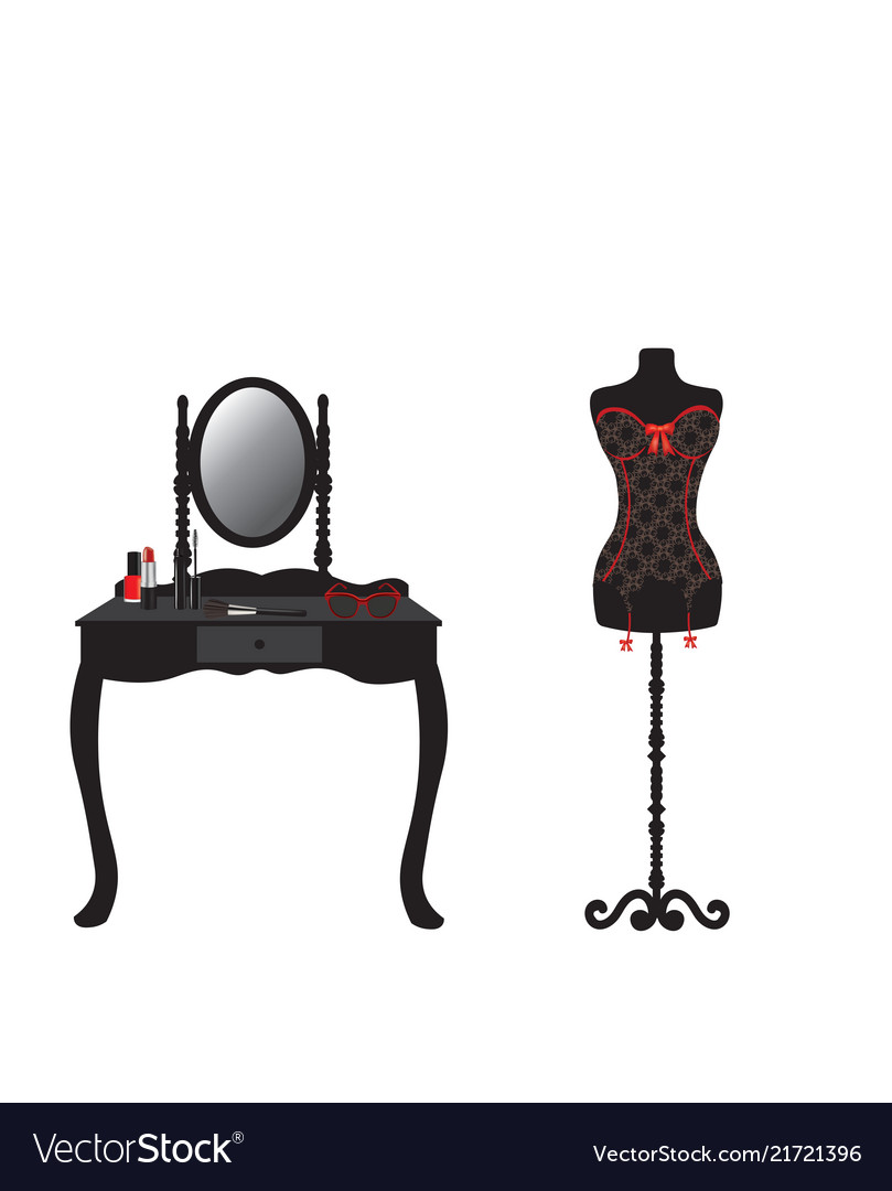 Corset On Mannequin And Dressing Table Royalty Free Vector