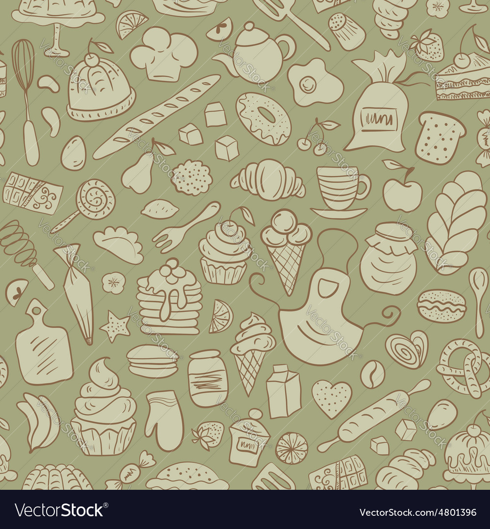 Hand drawn bakery seamless pattern Royalty Free Vector Image
