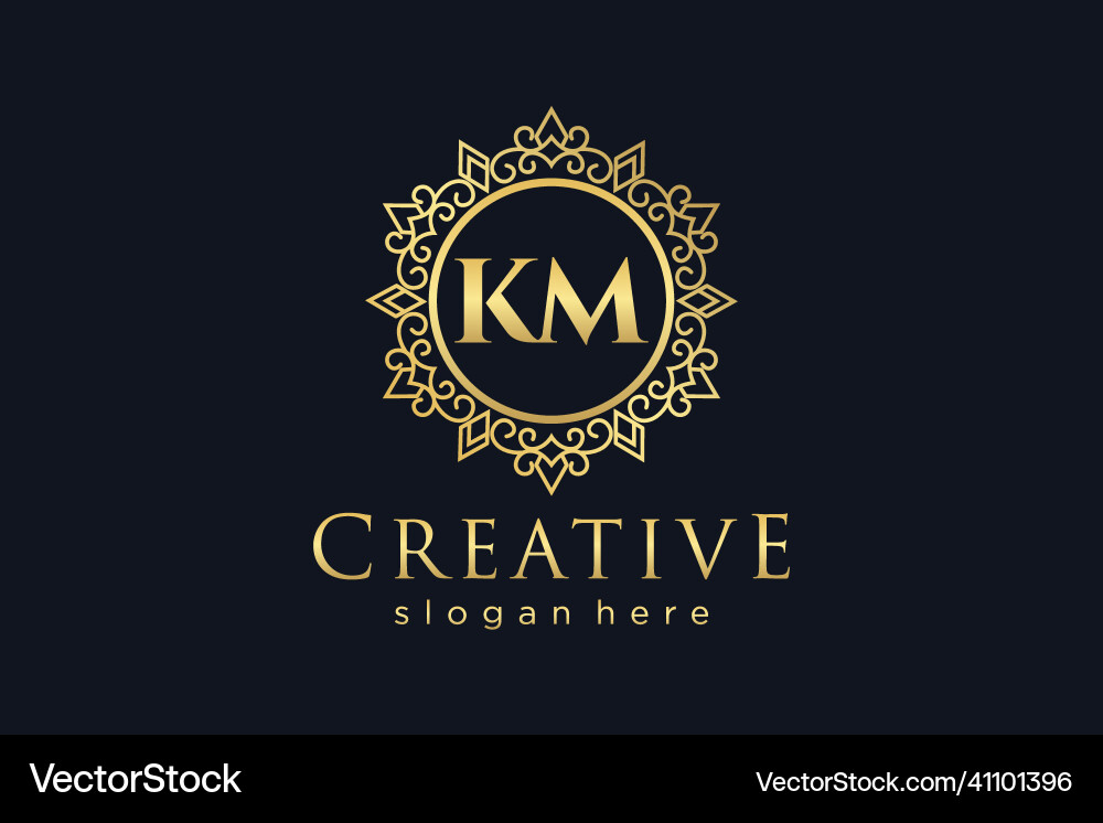 Km initial letter luxury calligraphic feminine Vector Image