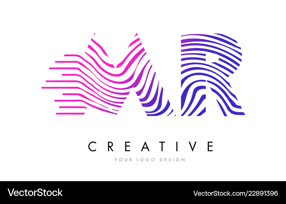 Mr m r zebra lines letter logo design Royalty Free Vector