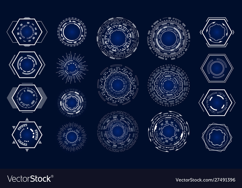 Set hud circle elements for technology modern Vector Image