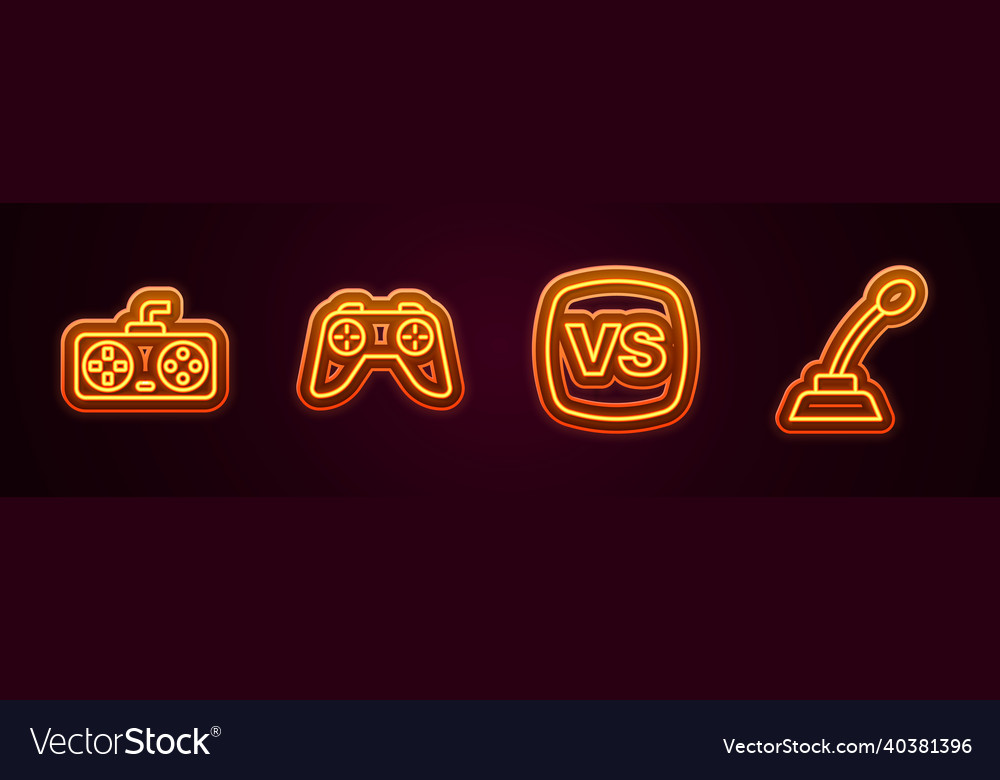 Set line game controller or joystick vs versus Vector Image