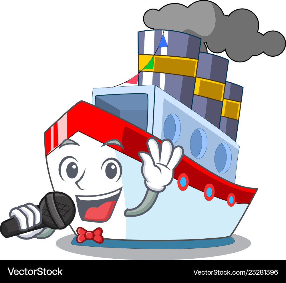 Singing luxury character ship sailing to port Vector Image