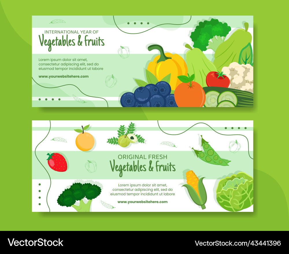 Vegetables and fruits horizontal banner template Vector Image