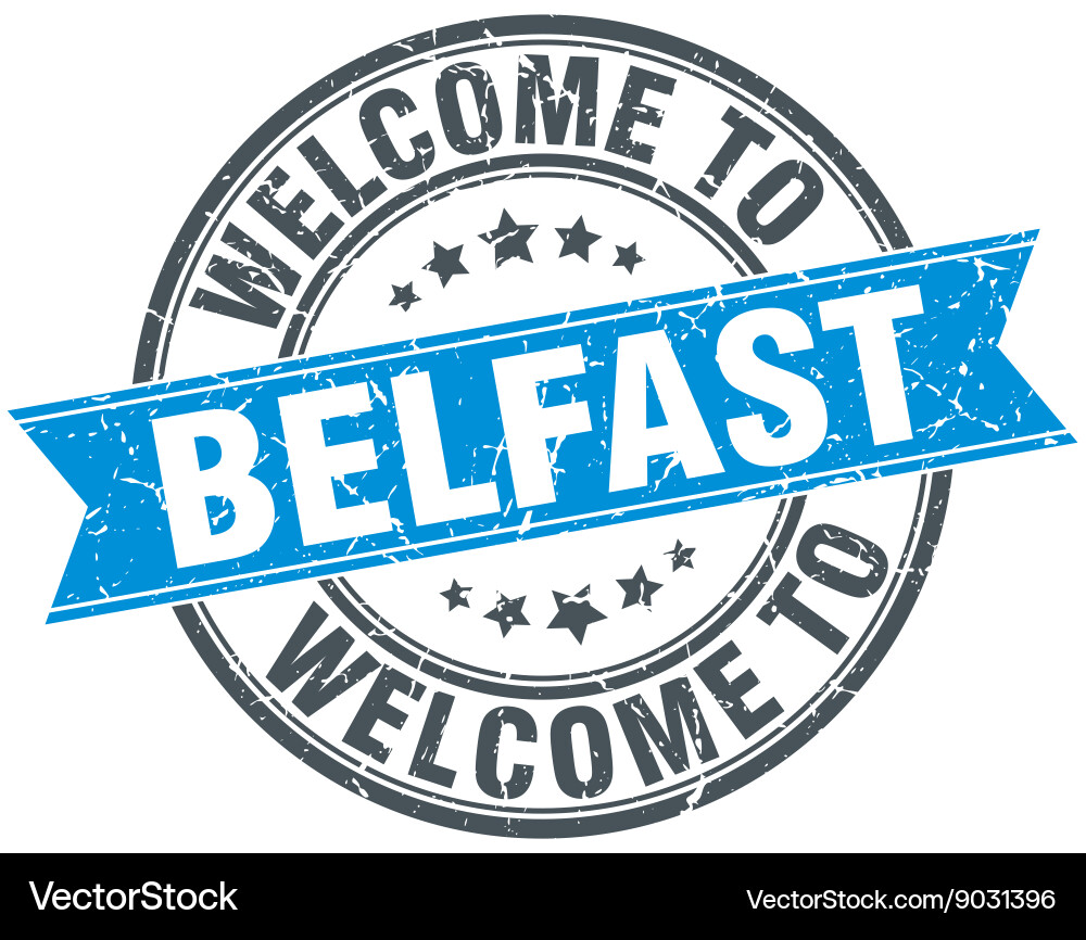 Welcome to Belfast blue round vintage stamp Vector Image
