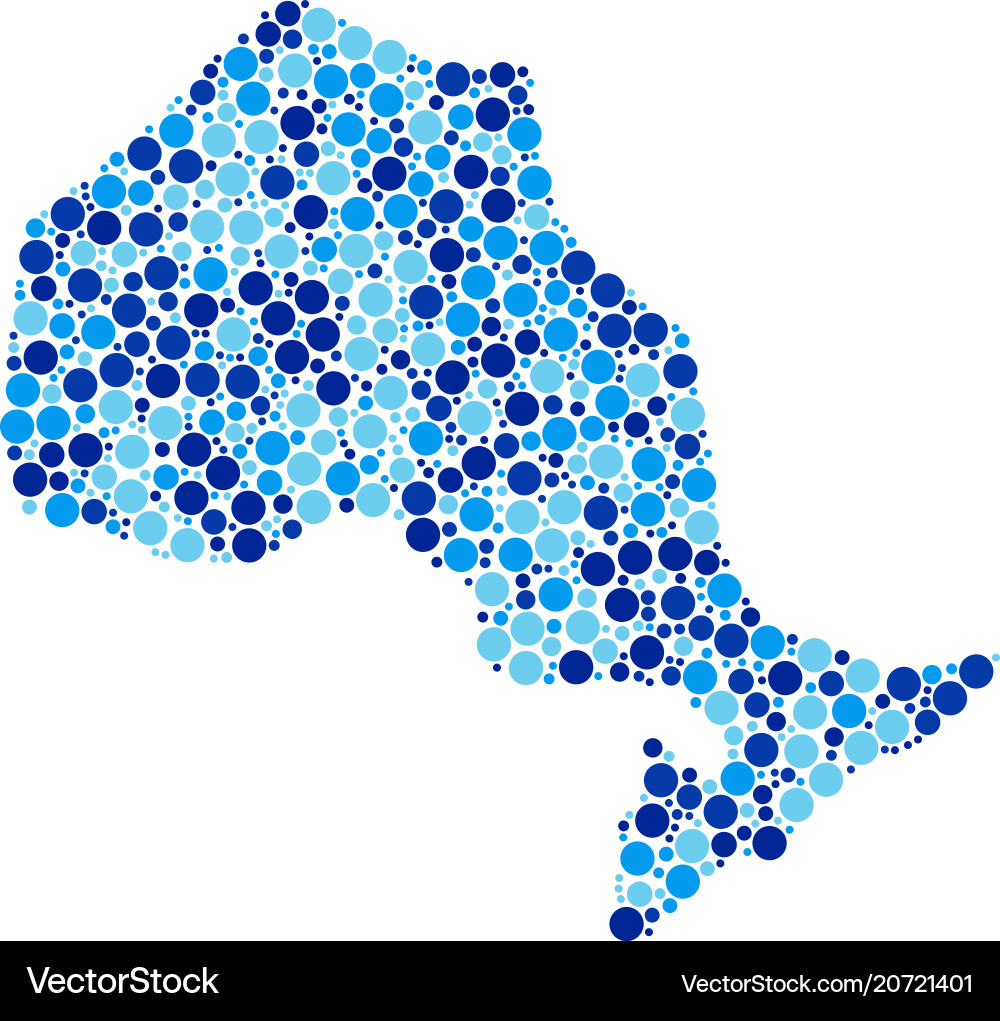 Blue dotted ontario province map mosaic Royalty Free Vector