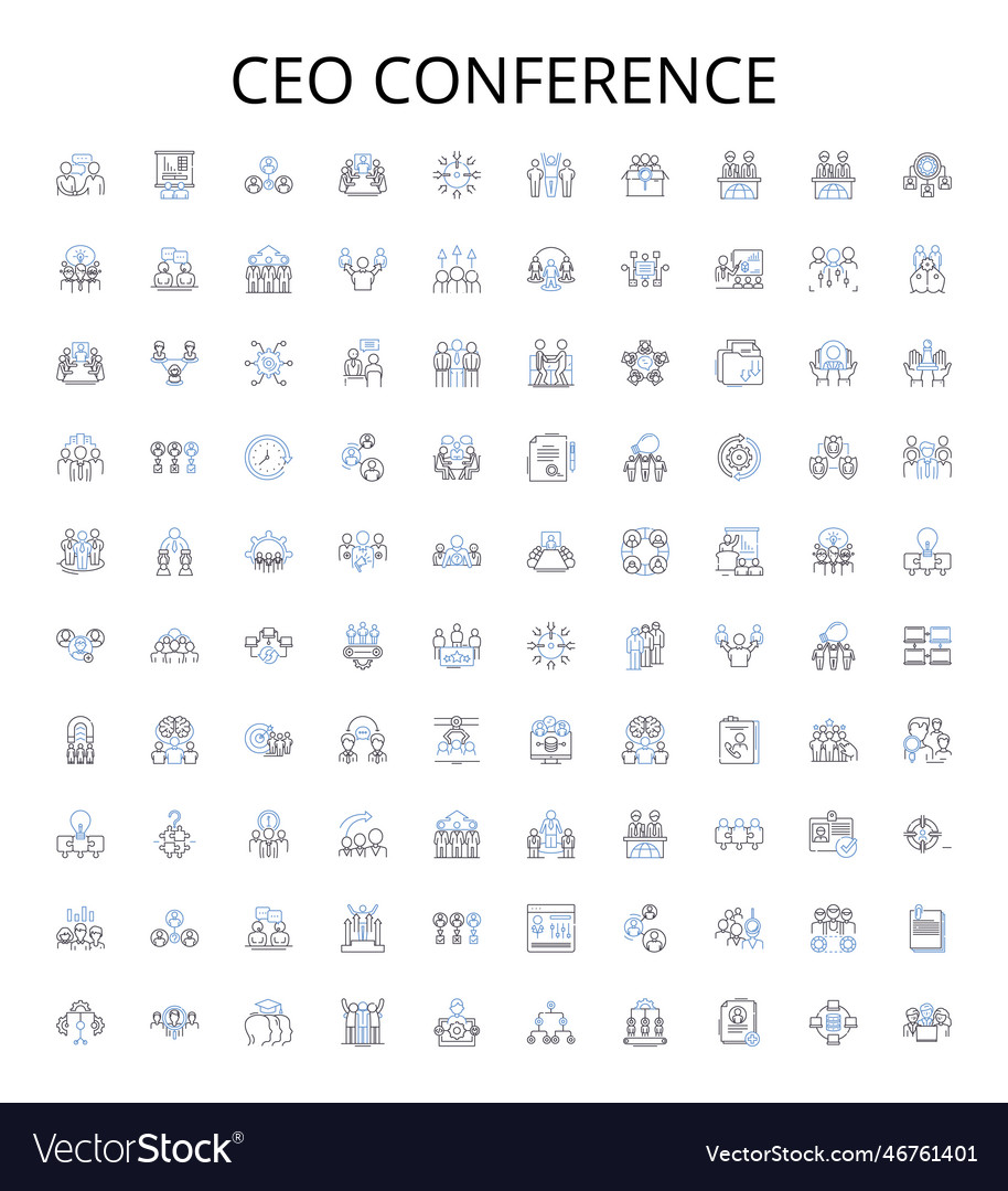Ceo conference outline icons collection Royalty Free Vector Ceo conference outline icons collection Royalty Free Vector
