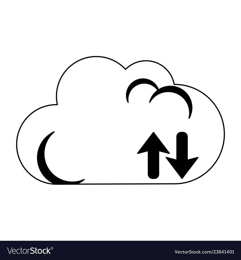 Cloud computing upload and download in black Vector Image