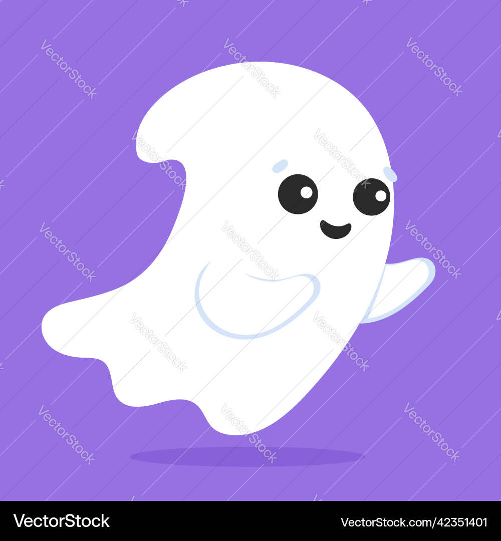 Cute ghost cartoon character colorful isolated Vector Image