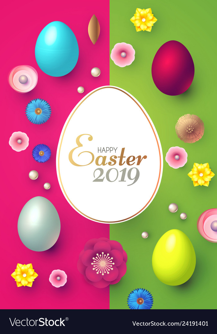 Happy easter design template with realistic Vector Image