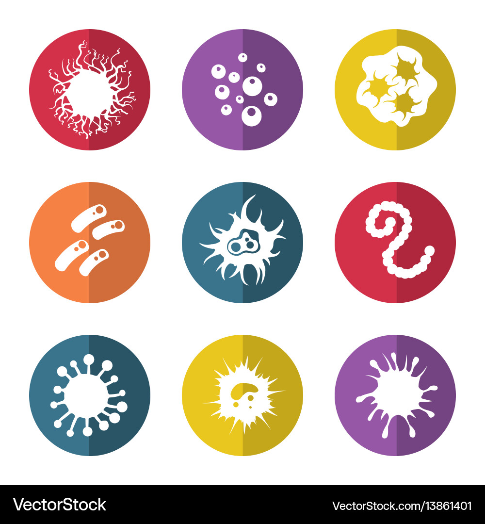Immune bacteries and infection microbes icons Vector Image