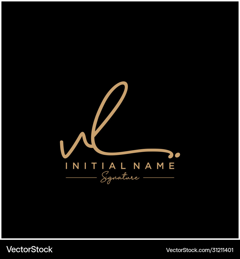 Letter vl signature logo template Royalty Free Vector Image