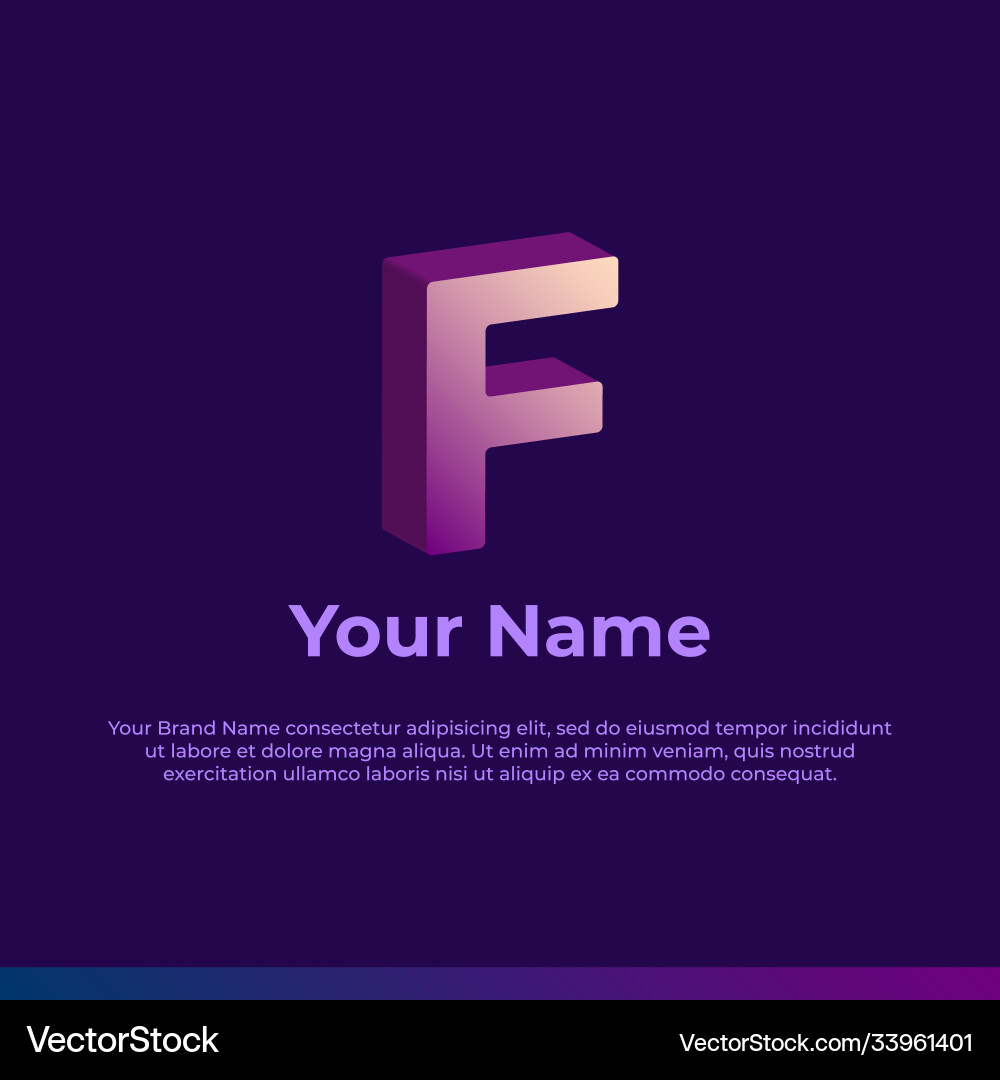 Logotype alphabet 3d logo letter f monogram logo Vector Image