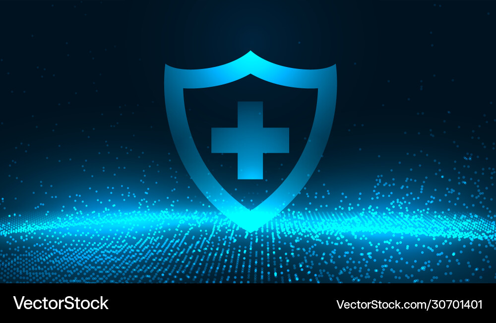 Medical protection shield with glowing blue Vector Image