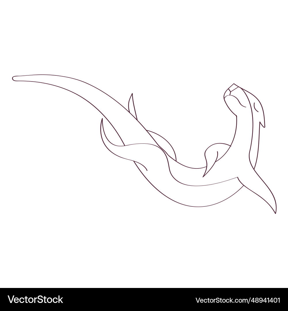 Otter muzzle tail leg line Royalty Free Vector Image