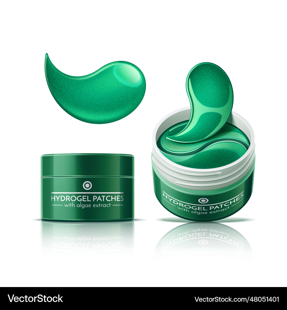 Realistic eye patches in cosmetics jar Royalty Free Vector