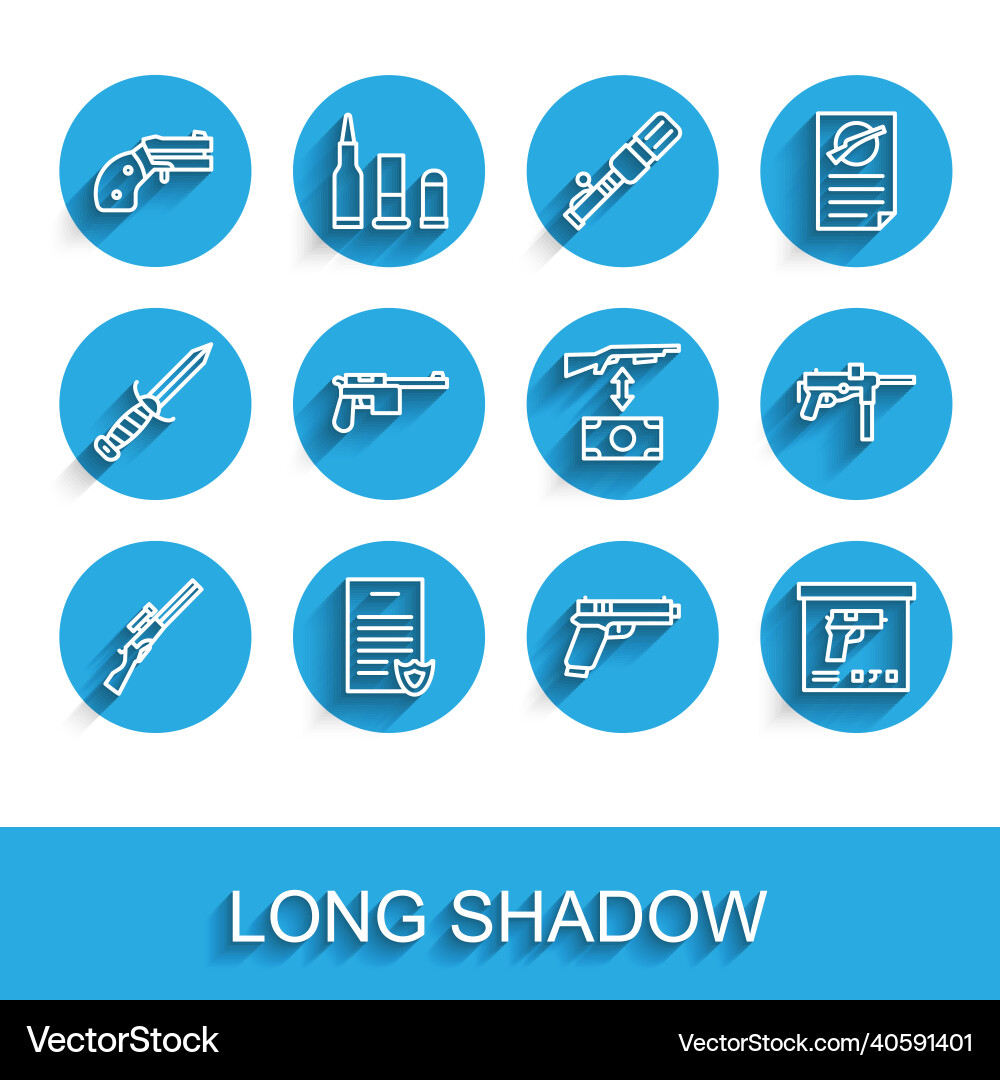 Set line hunting gun firearms license certificate Vector Image