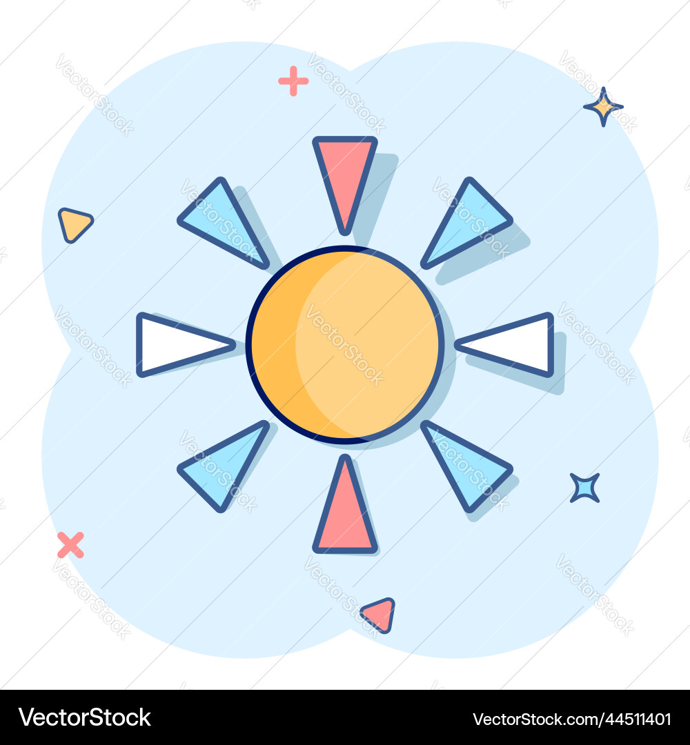 Sun icon in comic style sunlight cartoon sign Vector Image