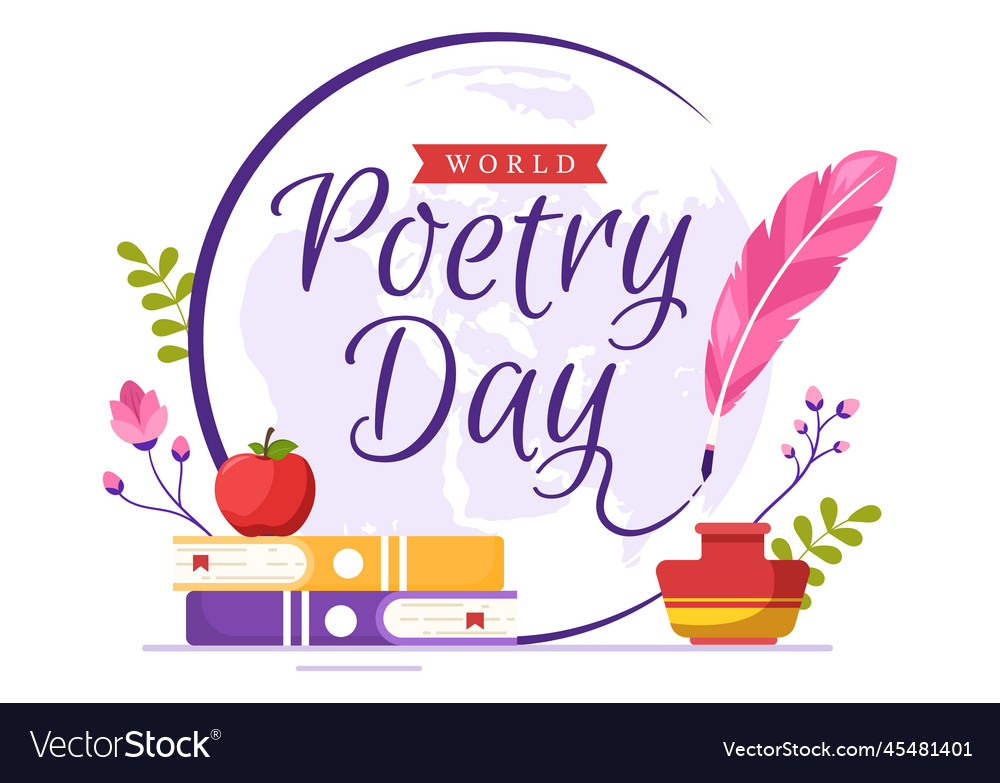 World poetry day on march 21 with a quill paper Vector Image