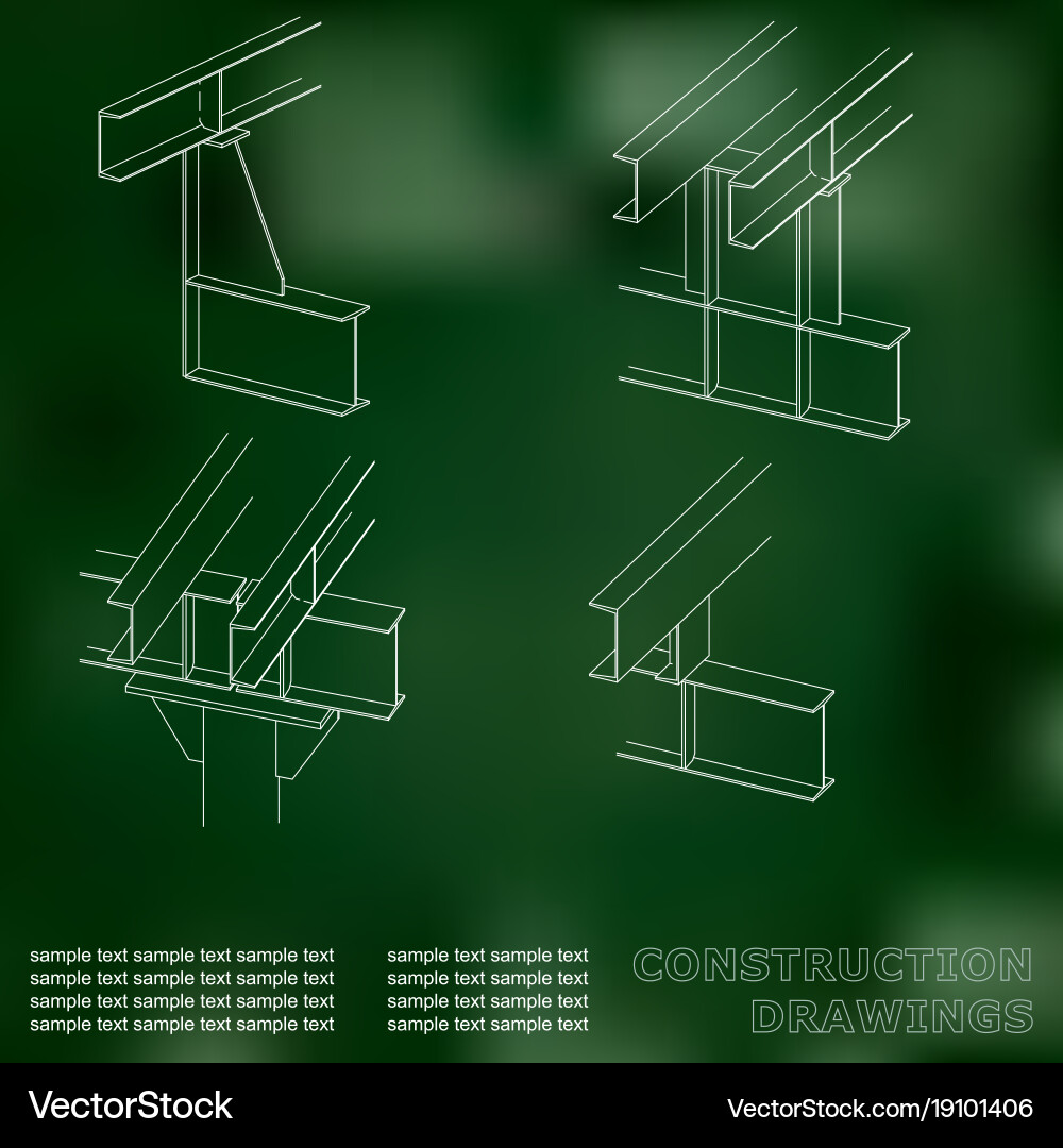3d metal construction the beams and columns cover Vector Image