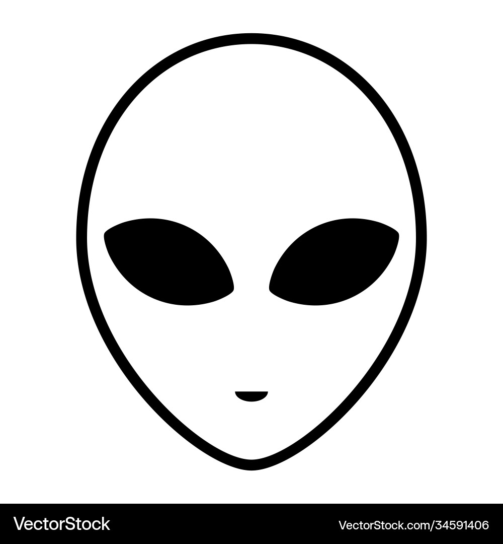 Alien icon face with large eyes isolated on white Vector Image