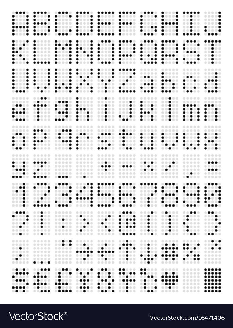 Digital terminal table led font Royalty Free Vector Image