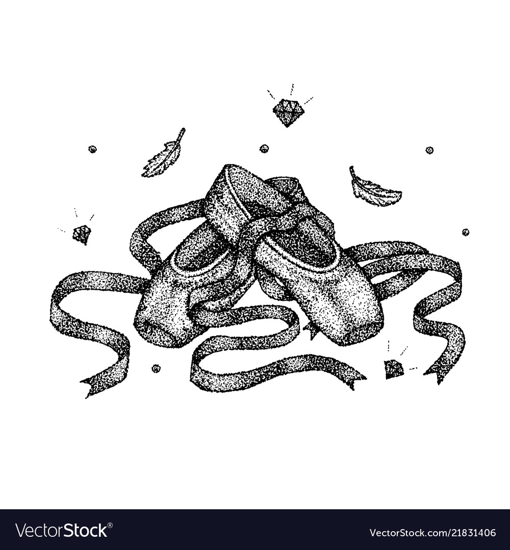 Dotwork ballet pointers Royalty Free Vector Image