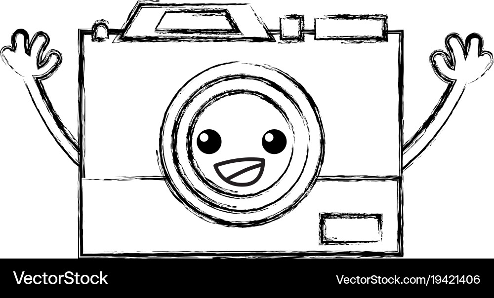 Figure happy camera technology kawaii with arms Vector Image