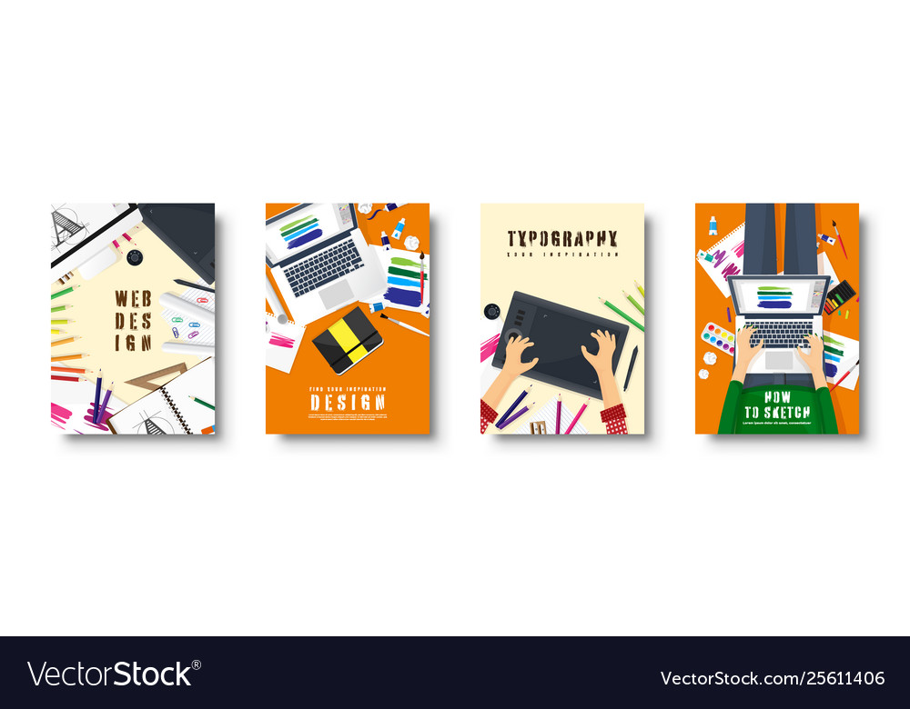 Graphic and web design flat style covers set Vector Image