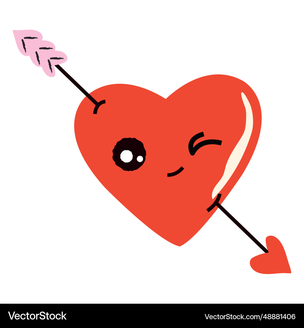 Heart arrow flat cartoon Royalty Free Vector Image