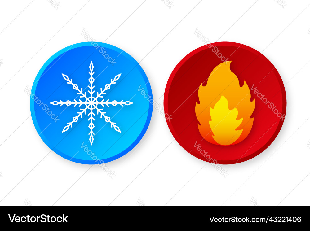 Hot and cold temperature icon sun and snowflake Vector Image