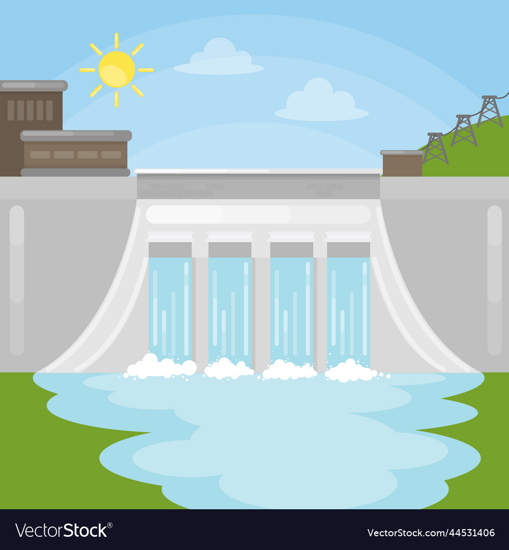 Hydropower dam Royalty Free Vector Image - VectorStock