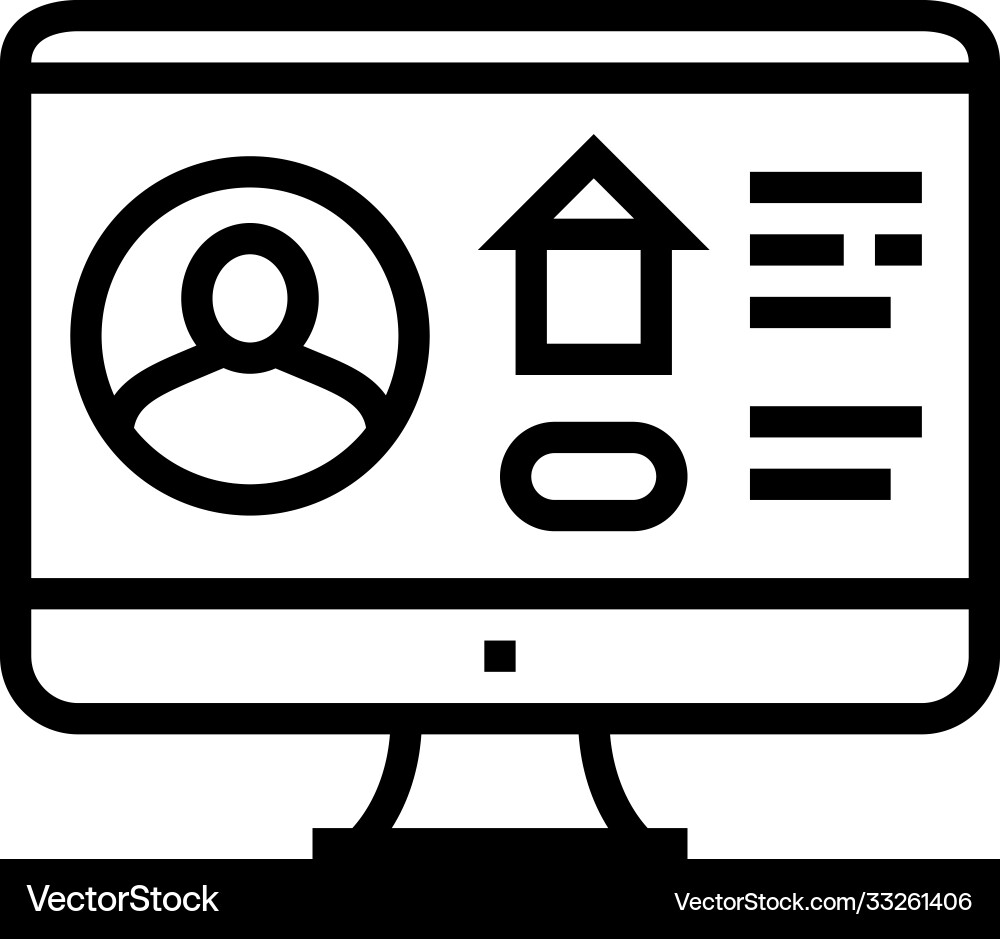 Online house rent line icon Royalty Free Vector Image