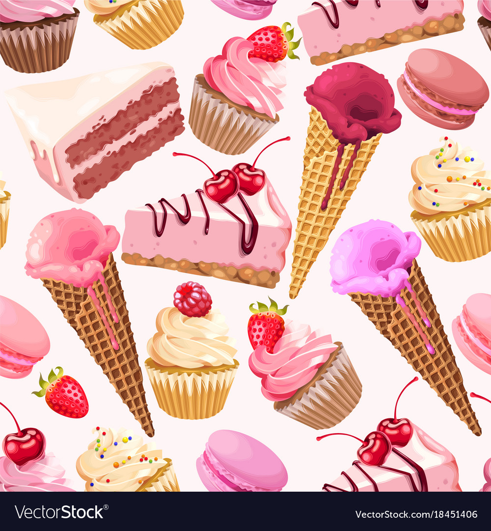 Seamless pattern with sweets Royalty Free Vector Image