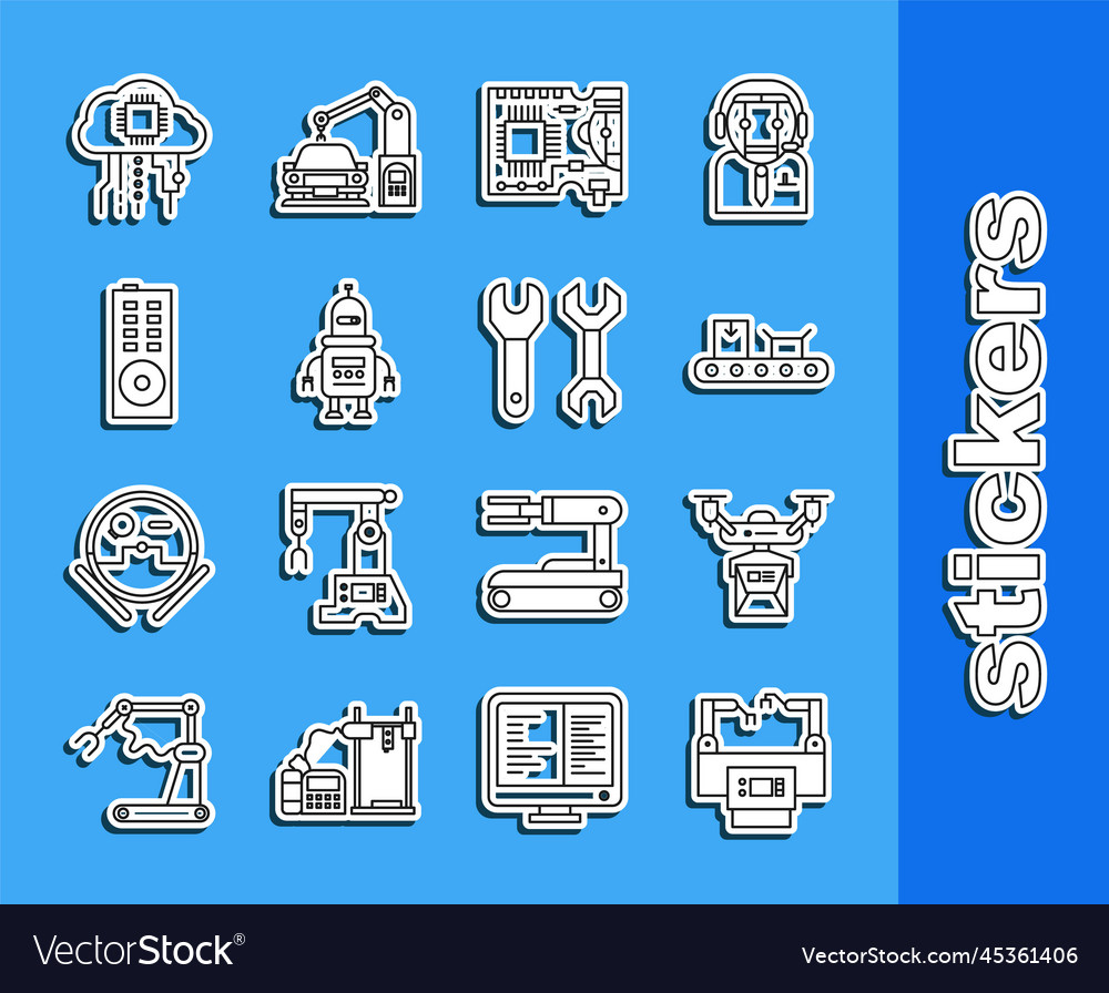 Set line assembly line drone delivery concept Vector Image Set line assembly line drone delivery concept Vector Image