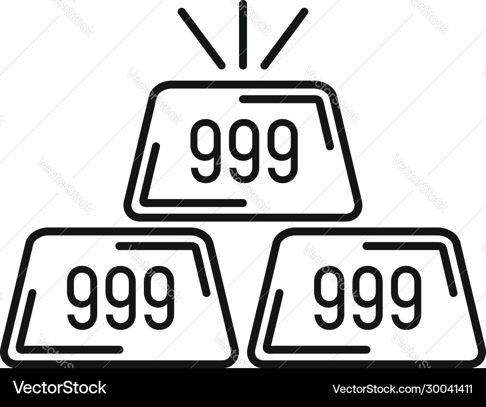 999 gold bars icon outline style Royalty Free Vector Image