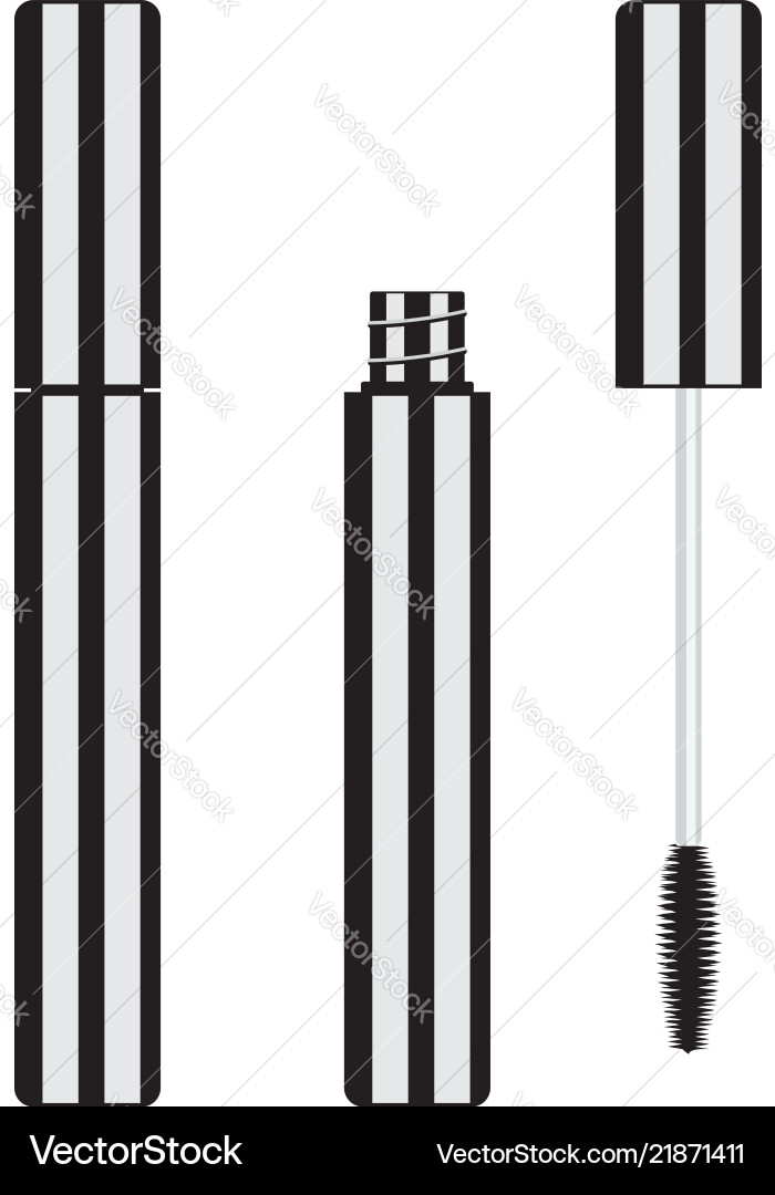 Black mascara brush with tube Royalty Free Vector Image