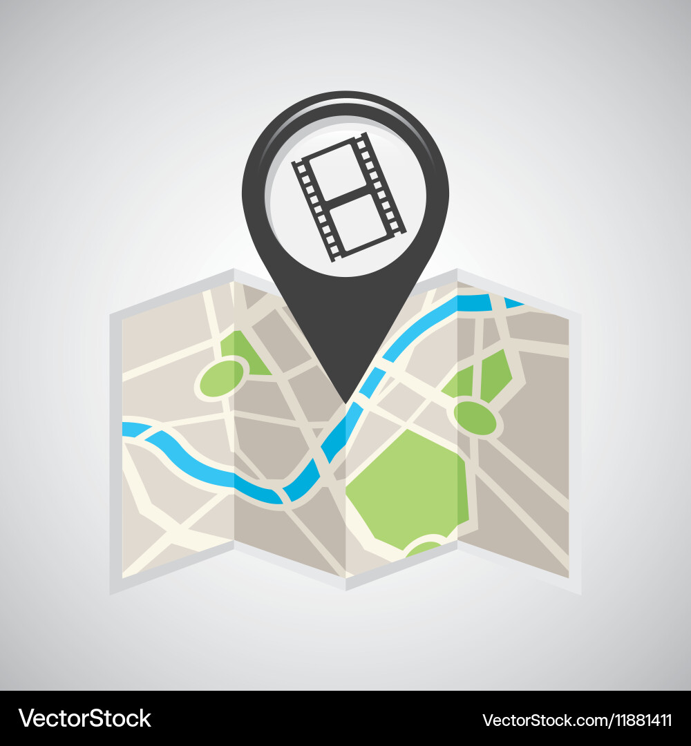 Cinema map pin pointer design Royalty Free Vector Image