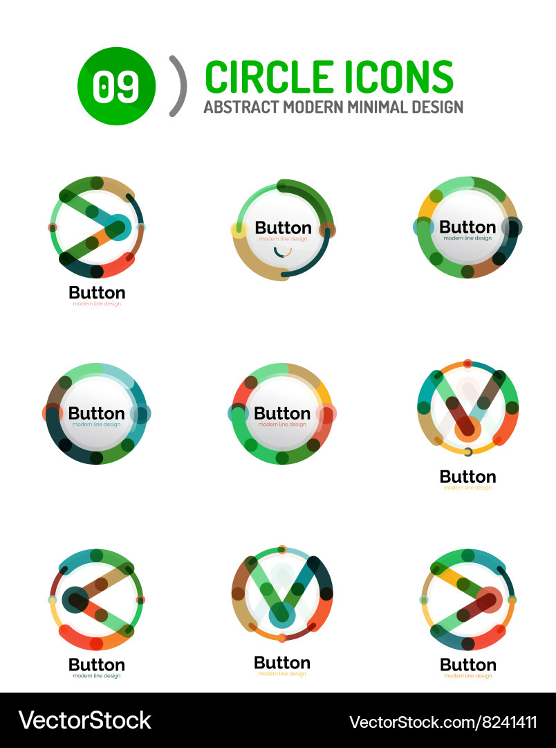 Collection of abstract circle logos Royalty Free Vector