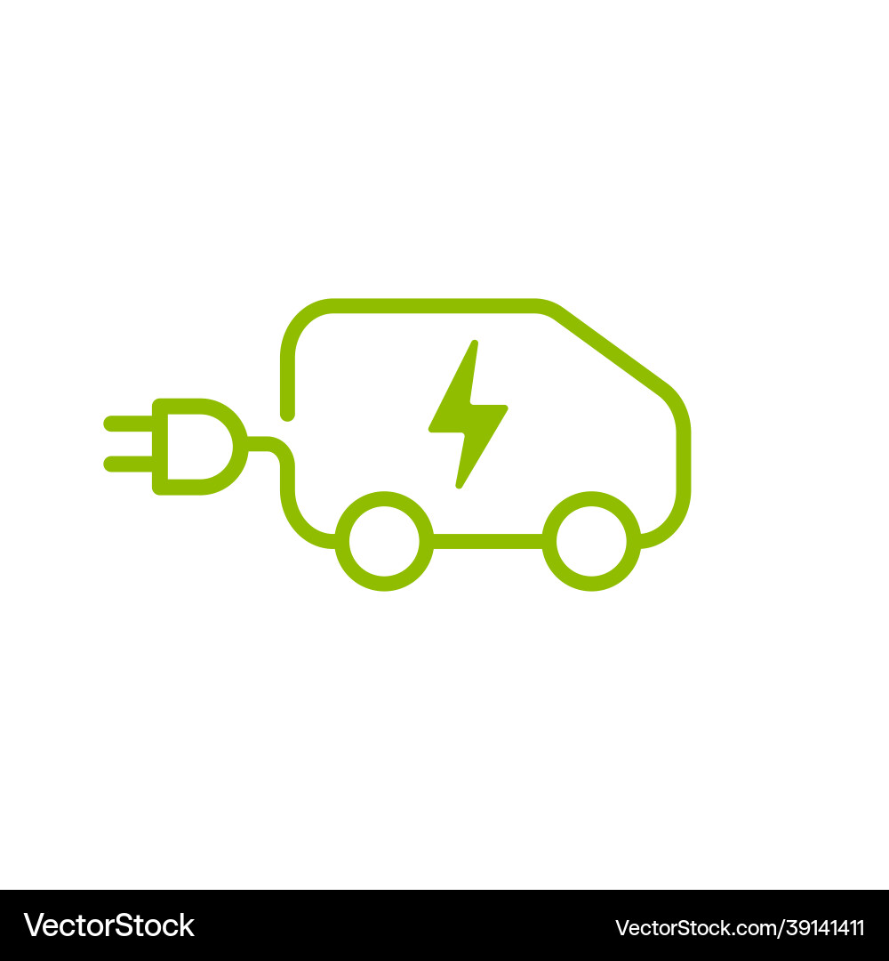 Electric car with plug icon symbol ev Royalty Free Vector