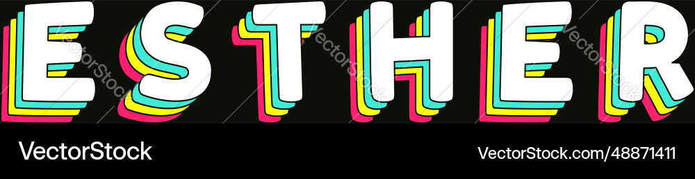 Esther - retro rainbow typography faded style Vector Image