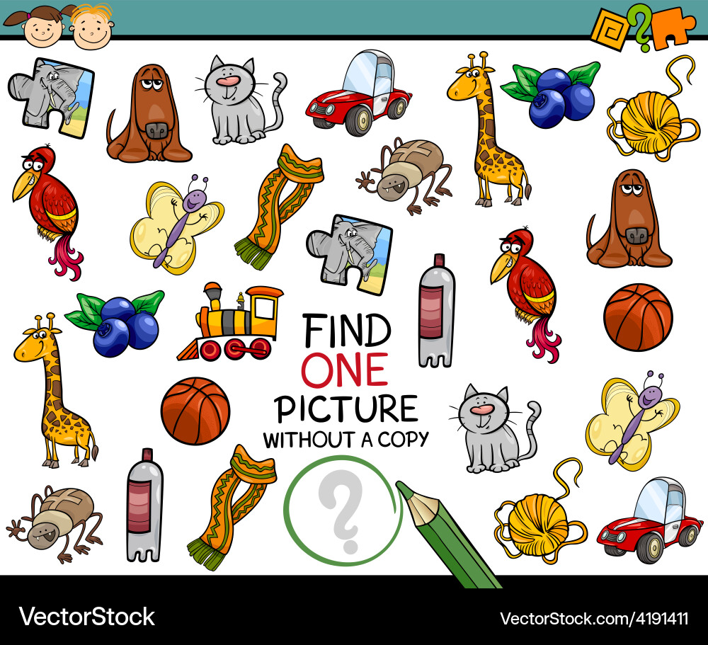 Find single picture game cartoon Royalty Free Vector Image