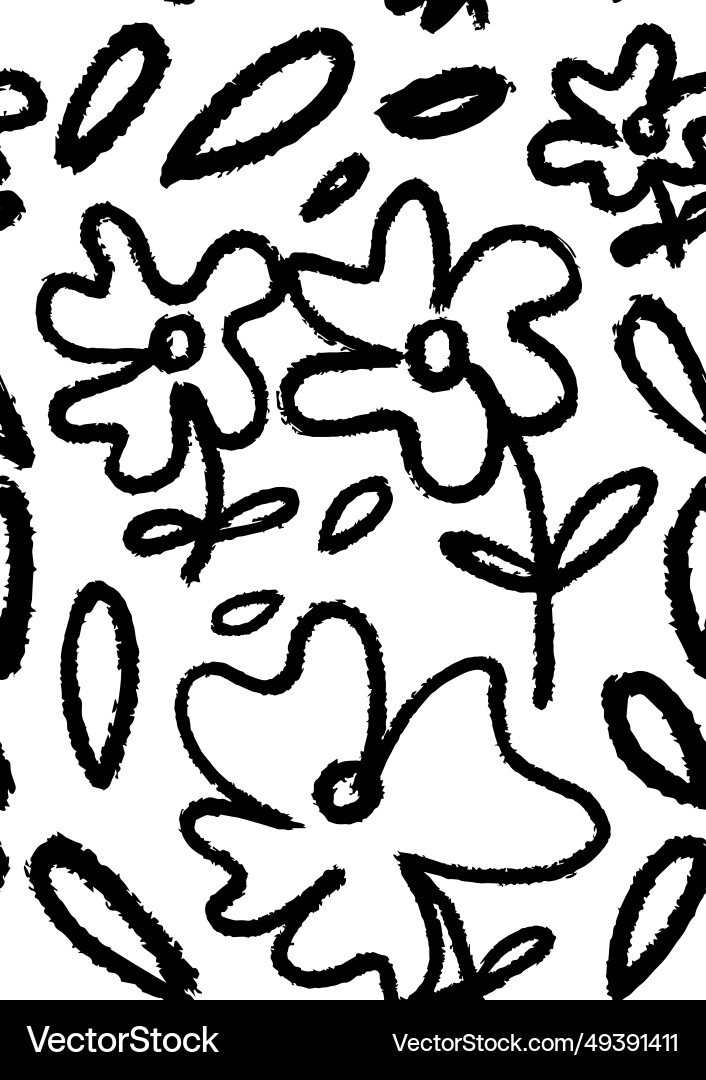 Floral abstract hand drawn flower seamless Vector Image