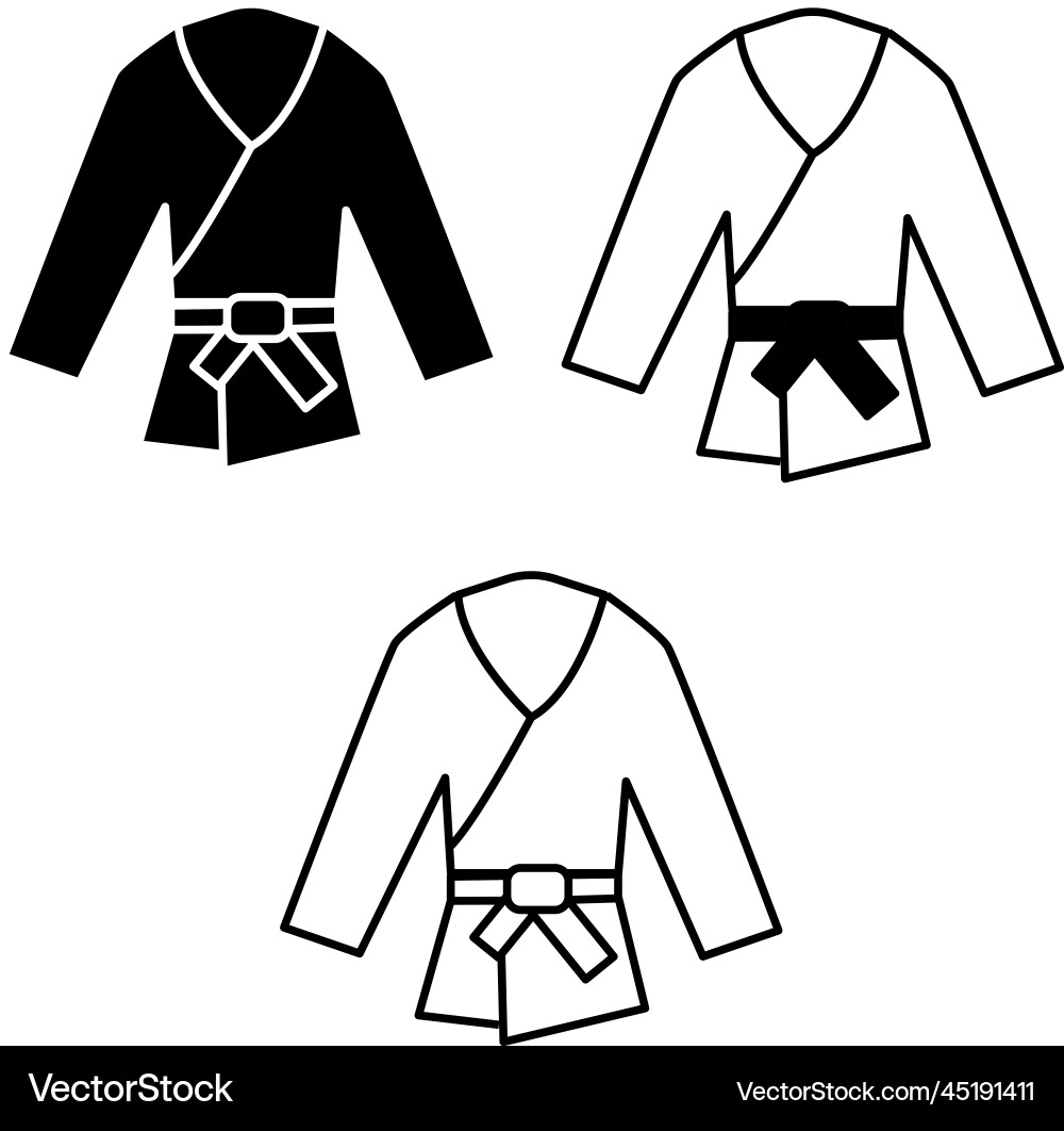 Karate suit icon on white background outline Vector Image