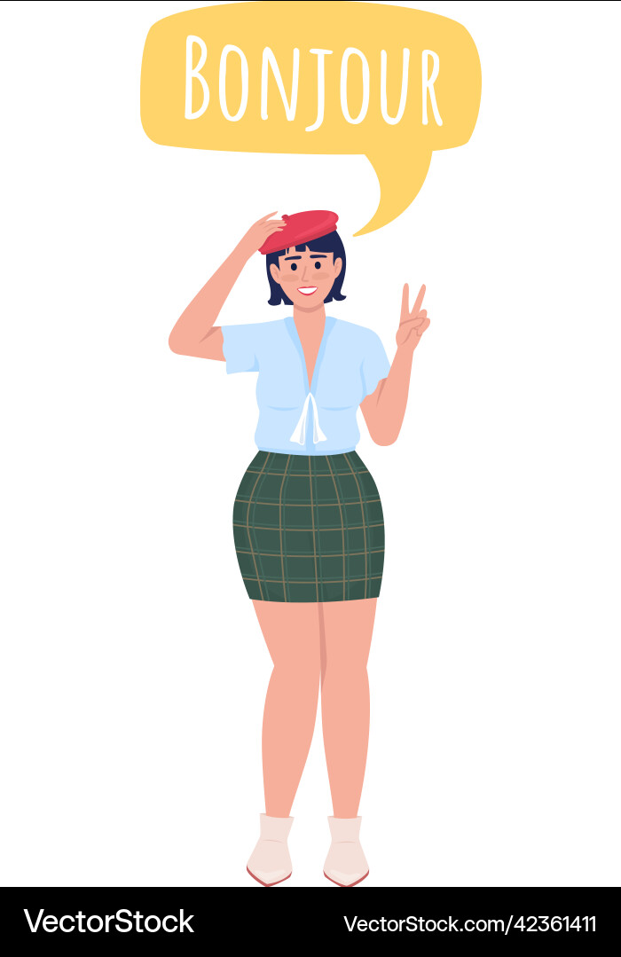 Lady speaking french language semi flat color Vector Image