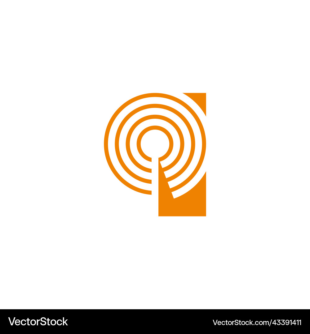 Letter i stripes thin line signal logo Royalty Free Vector