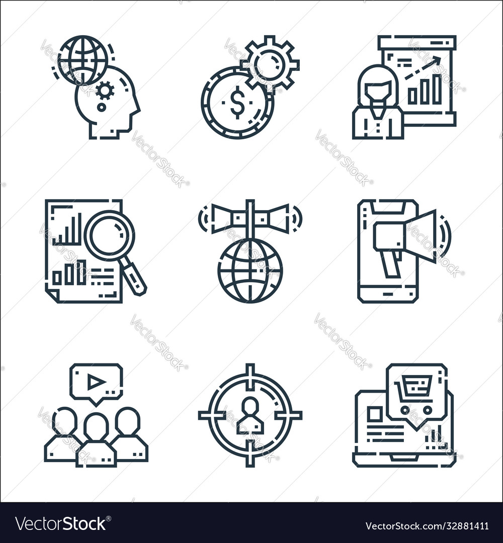 Marketing line icons linear set quality line set Vector Image