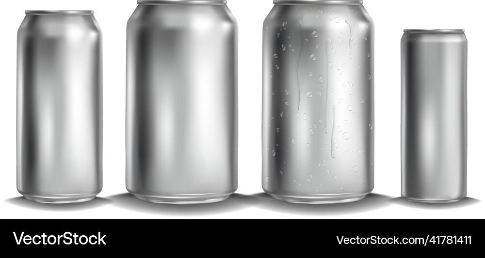 Mockup drink cans mock up realistic blank can Vector Image